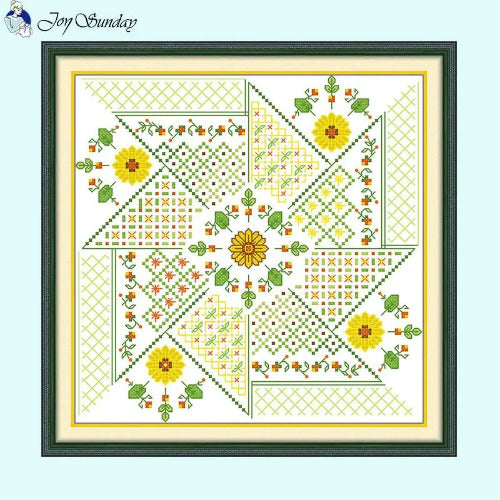 Yellow Daisy & Windmill Cross Stitch Kit – Joy Sunday DIY Floral Embroidery
