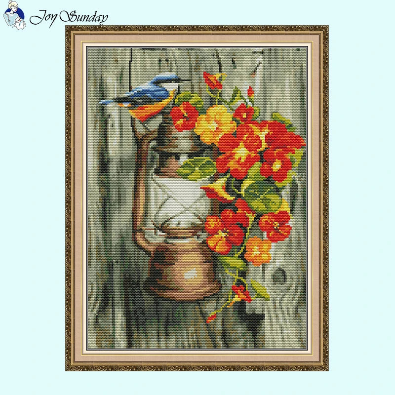 Bird on Horse Lamp Still Life Pattern Cross And Stitch | AIMDIY