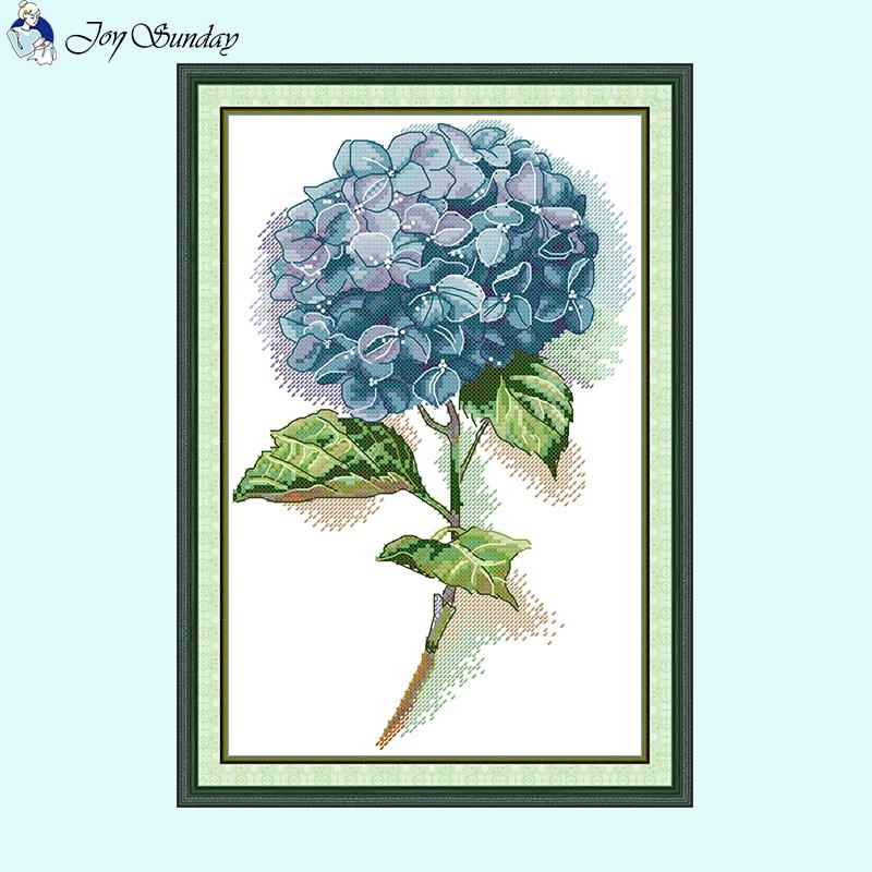 Blue Hydrangea Joy Sunday Floral Patterns DIY Cross Stitch Kits ...