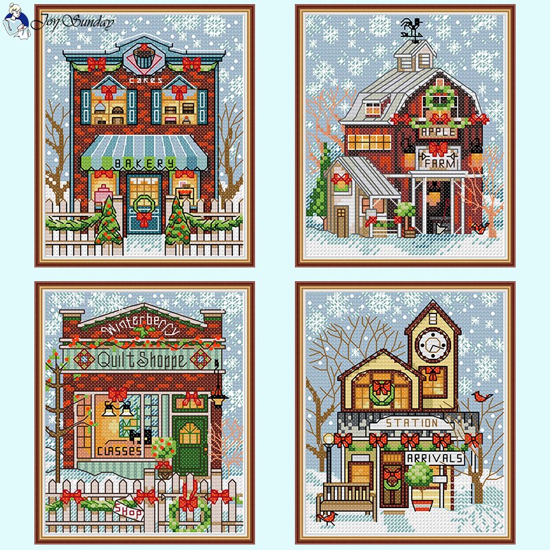Christmas Cottage Cross Stitch Kits - AIMDIY.COM
