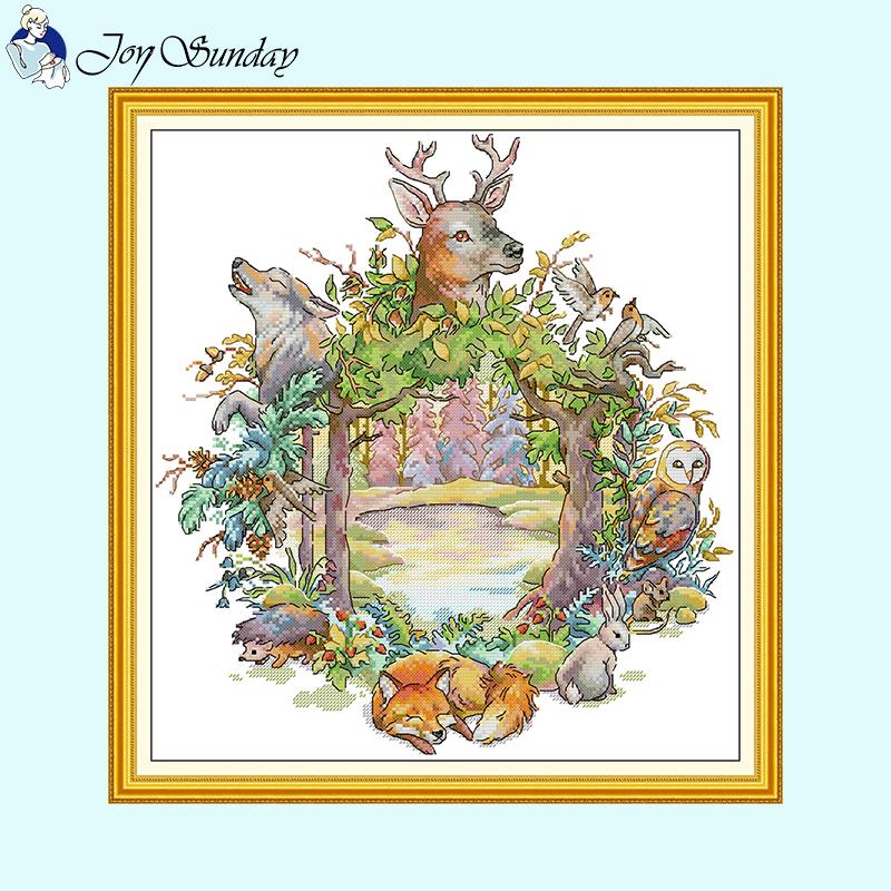 Forest Garland Animal Scenery Pattern DIY Cross Stitch - AIMDIY.COM