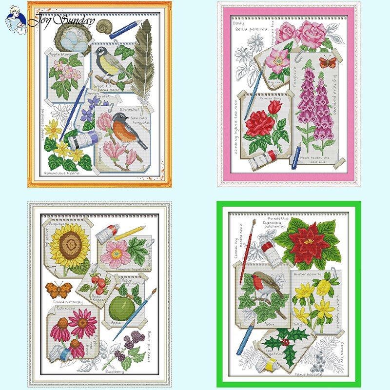Four Seasons Painted Stamped Cross Stitch Kits - AIMDIY.COM