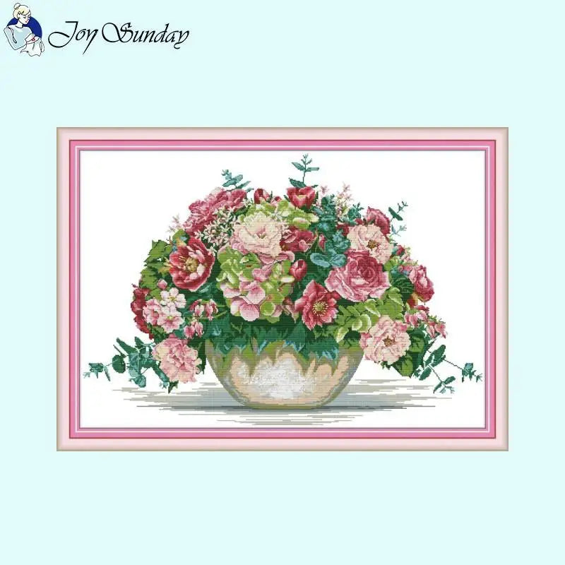 Cross Stitch Flower Pattern Hydrangea Bouquet - AIMDIY.COM