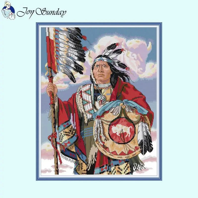 Indian Chief Character Pattern Cross Stitch | AIMDIY