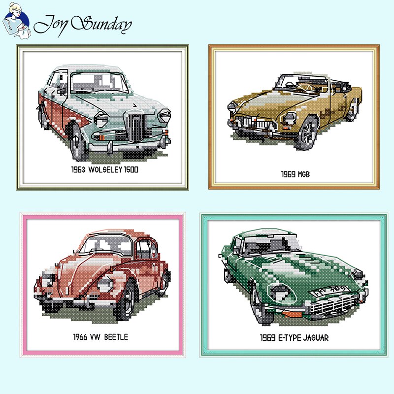 Joy Sunday Vintage Small Car Cross Stitch Kit – Retro Embroidery DIY ...