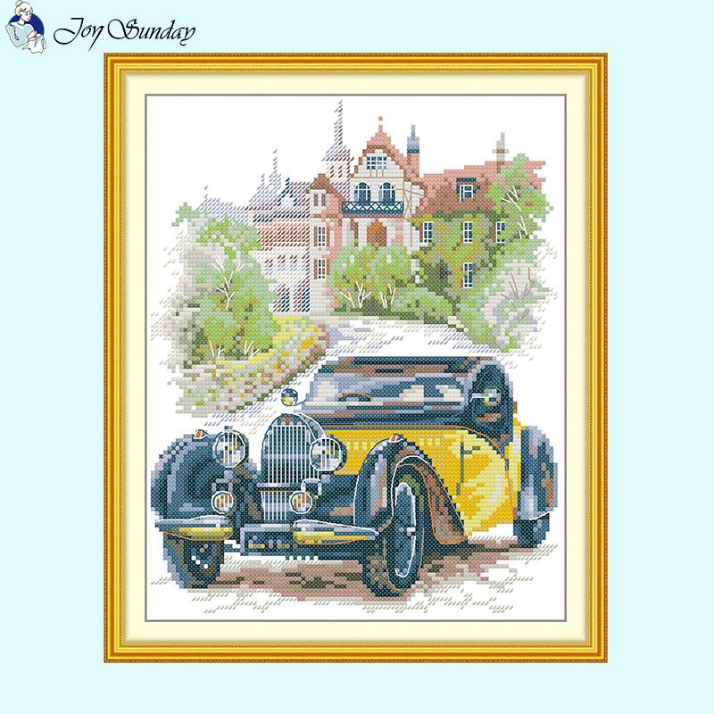Joy Sunday DIY Yellow Classic Car Pattern Needlework – AIMDIY
