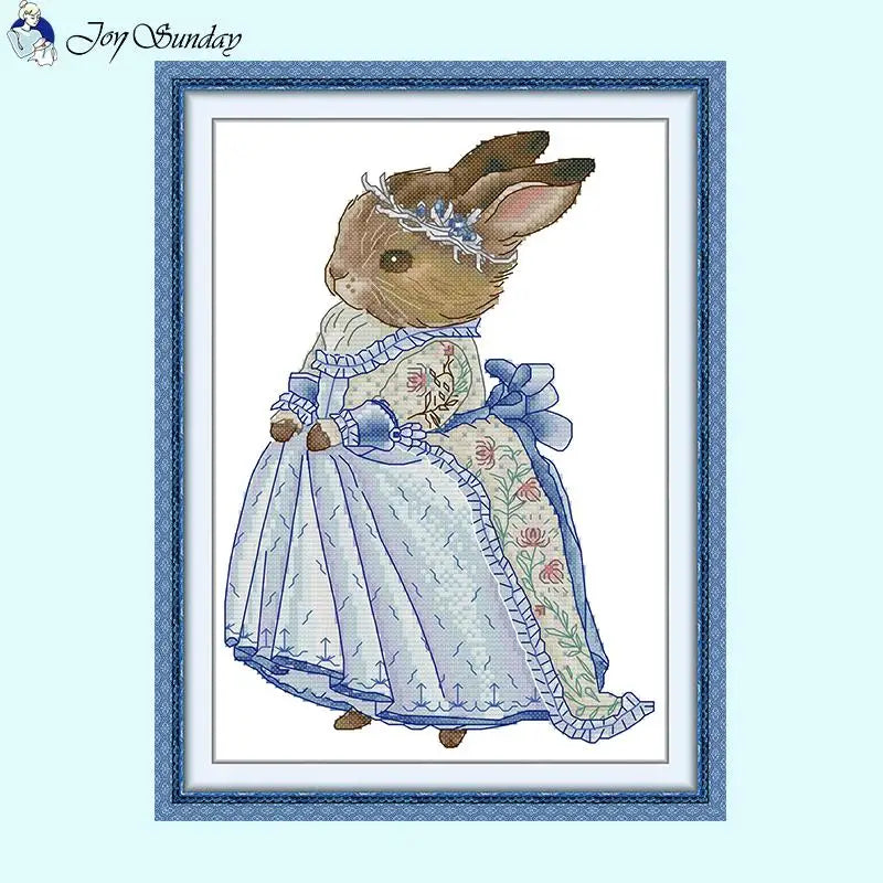 Rabbit in Blue Dress Cartoon Animal Stitch Cross Stitch Pattern