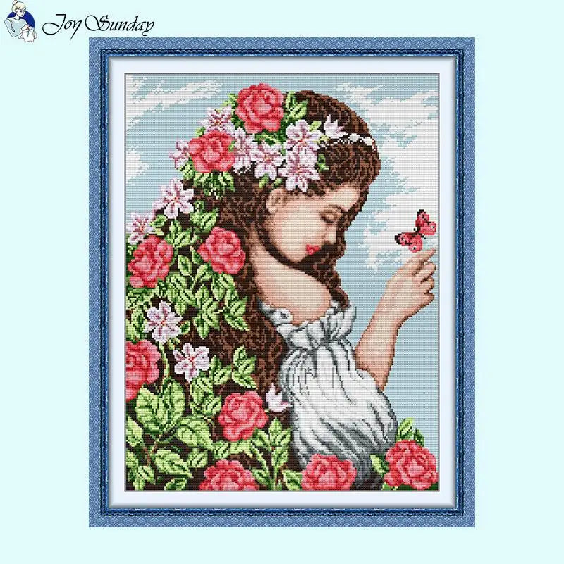 Spring Daughter Flower Character Pattern Cross Stitch | AIMDIY