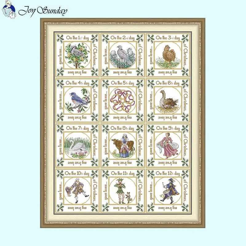 The Twelve Days of Christmas Stamped Cross Stitch Kits - AIMDIY.COM