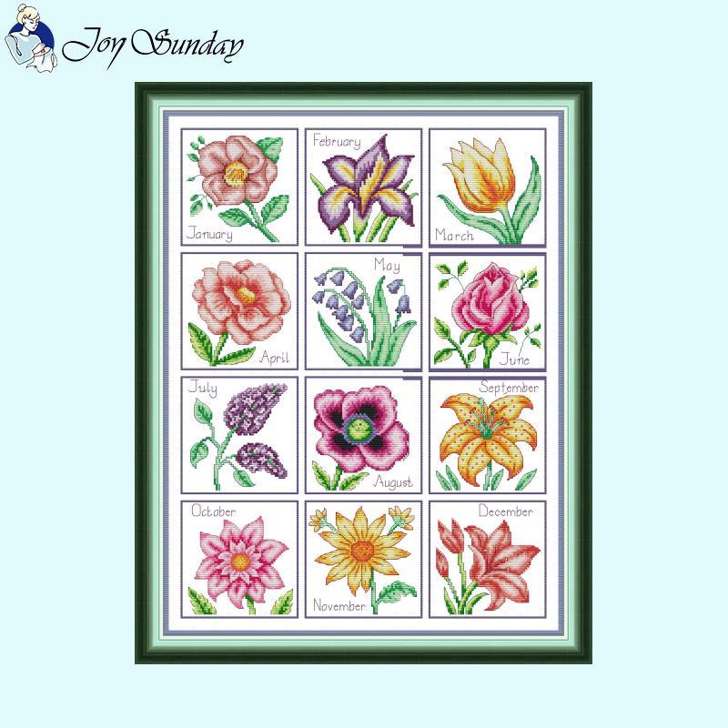 Twelve Months Floral Patterns Cross Stitch - AIMDIY.COM