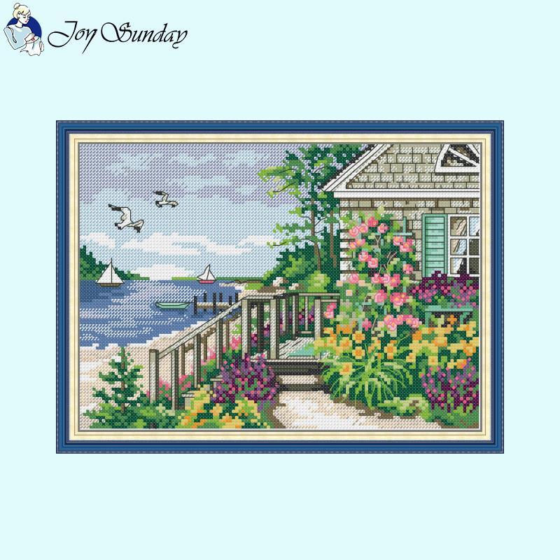 Waterfront Cottage Scenery Patterns Counted Cross Stitch Kits - AIMDIY.COM